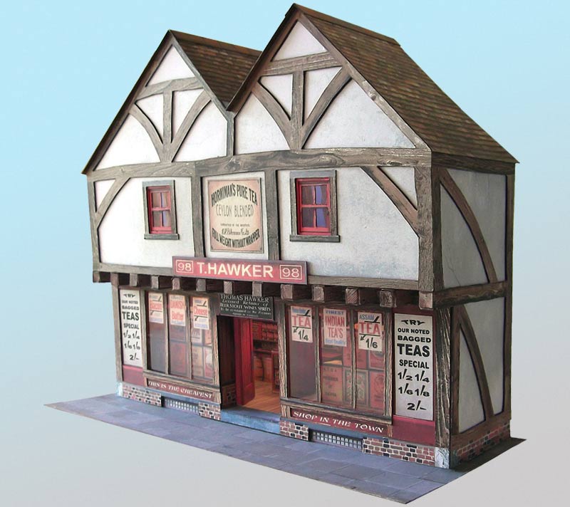 Edwardian Shop In A Tudor Building 7mm Scale Card Model Kit Ideal For O ...